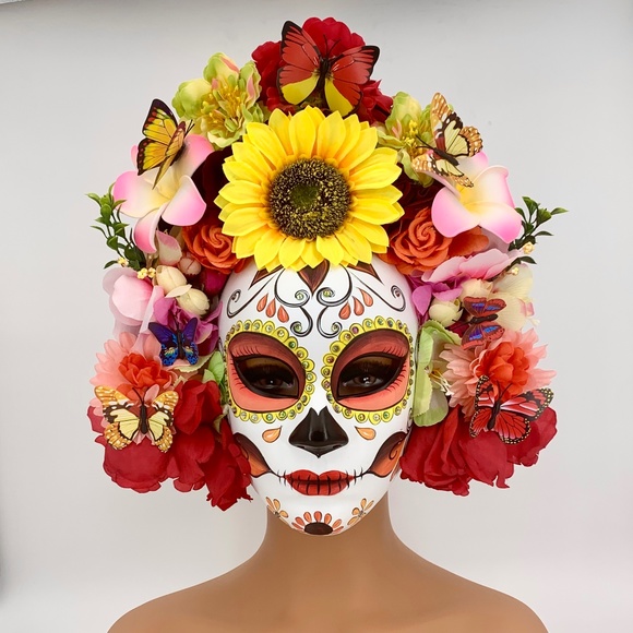 Boutique | Accessories | Day Of The Dead Flower Mask | Poshmark